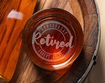 Custom Retirement Whiskey Glass Engraved Personalized Retired Rock ...