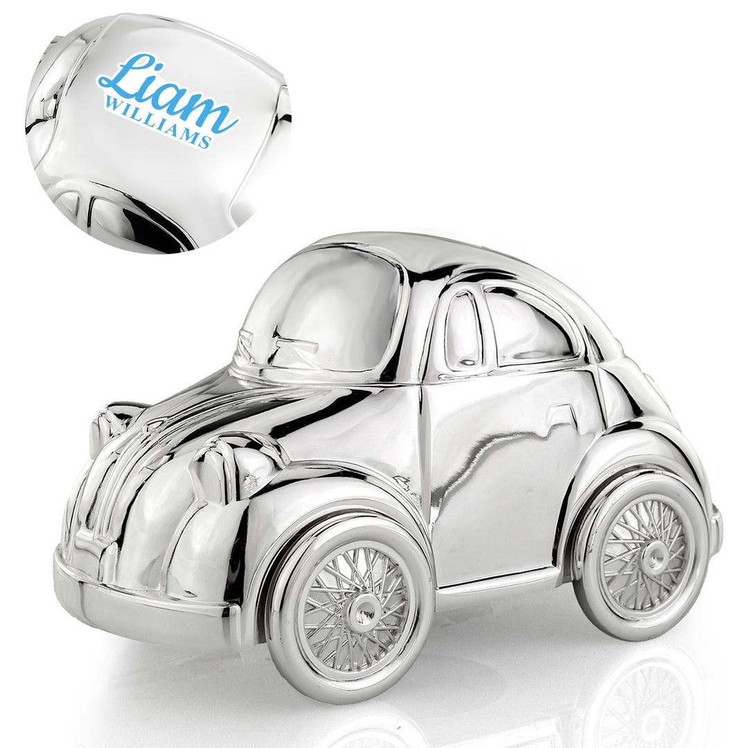 Personalised Silver-plated Car Piggy Banks | Keepsake Money Box | New ...