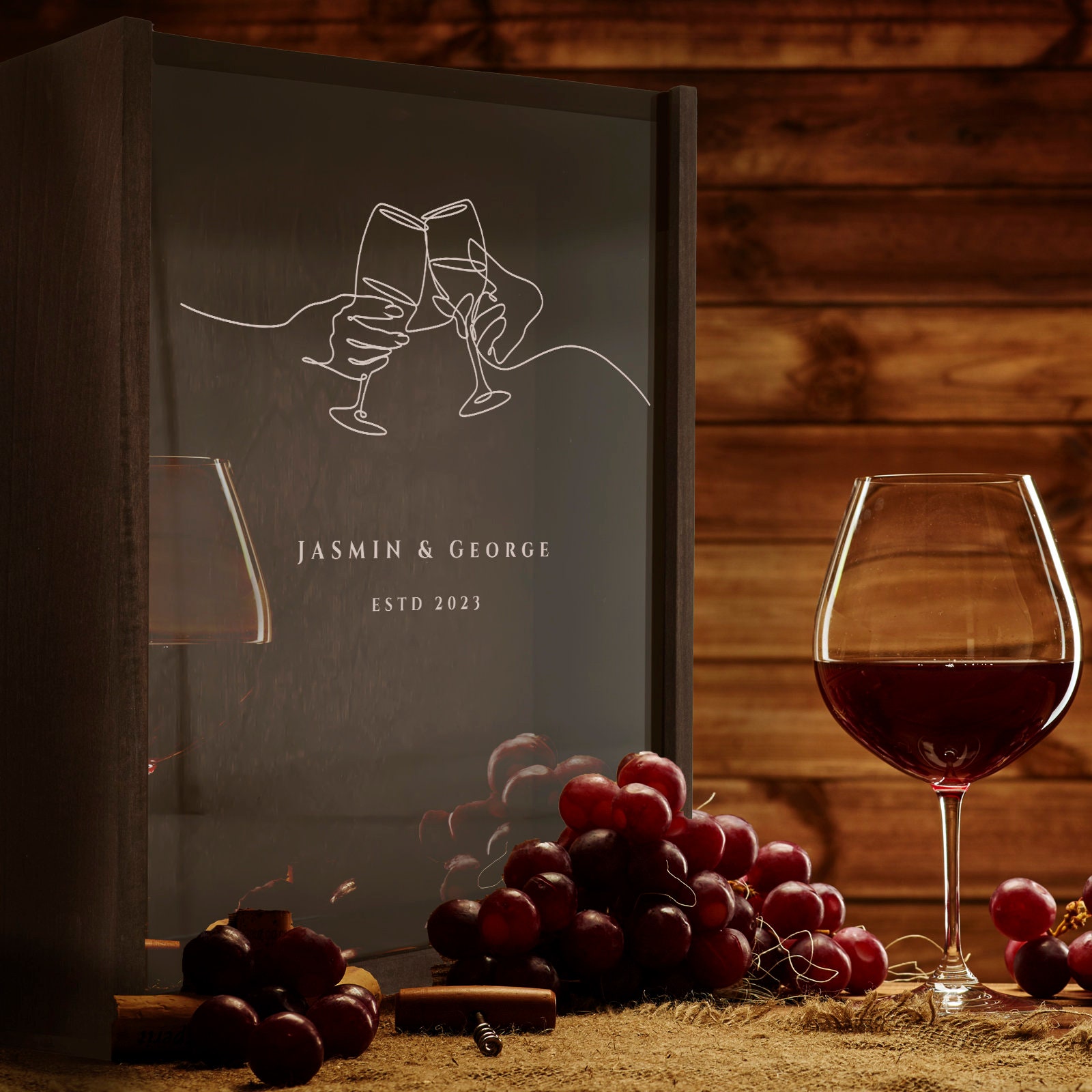 Personalized Wooden Wine Cork Holder 27x32cm Wine Cork Box for Wedding ...