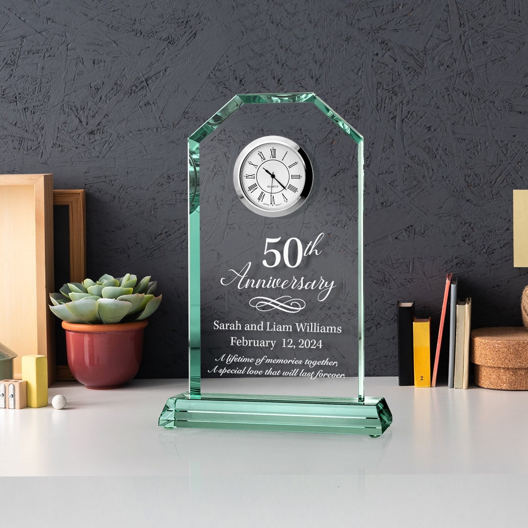 Personalized Glass Anniversary Clock: Keepsake Gift - Etsy