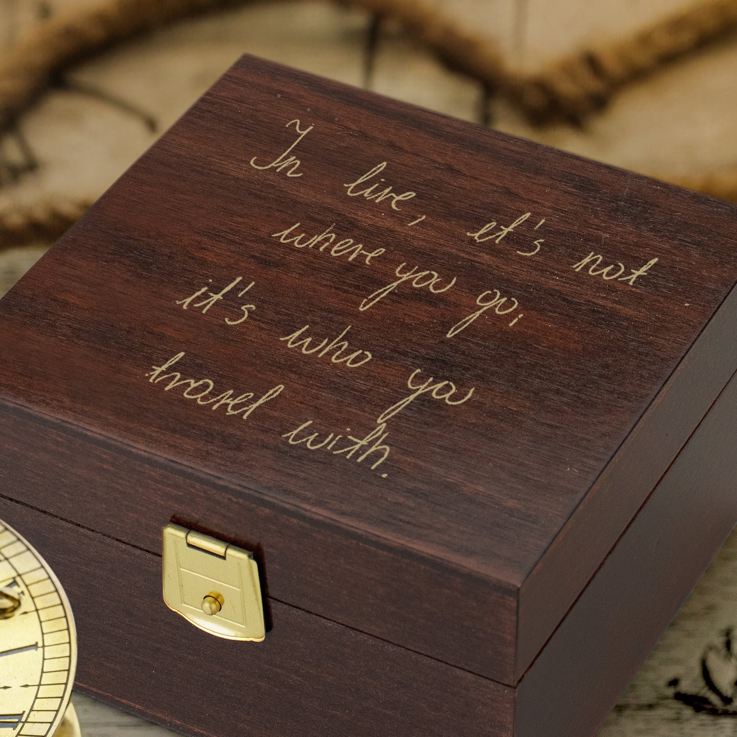 Engraved Brass Sundial Compass in Box With Custom Handwriting Working ...