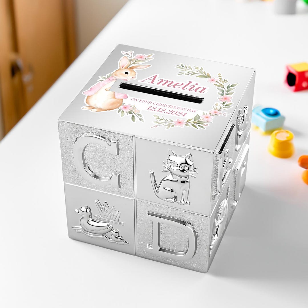 Personalised Piggy Banks | Christening Gift | Silver-plated Box | With ...