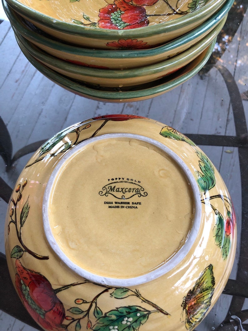 Maxcera Poppy Gold, 5 Pasta Bowles, Beautiful - Etsy