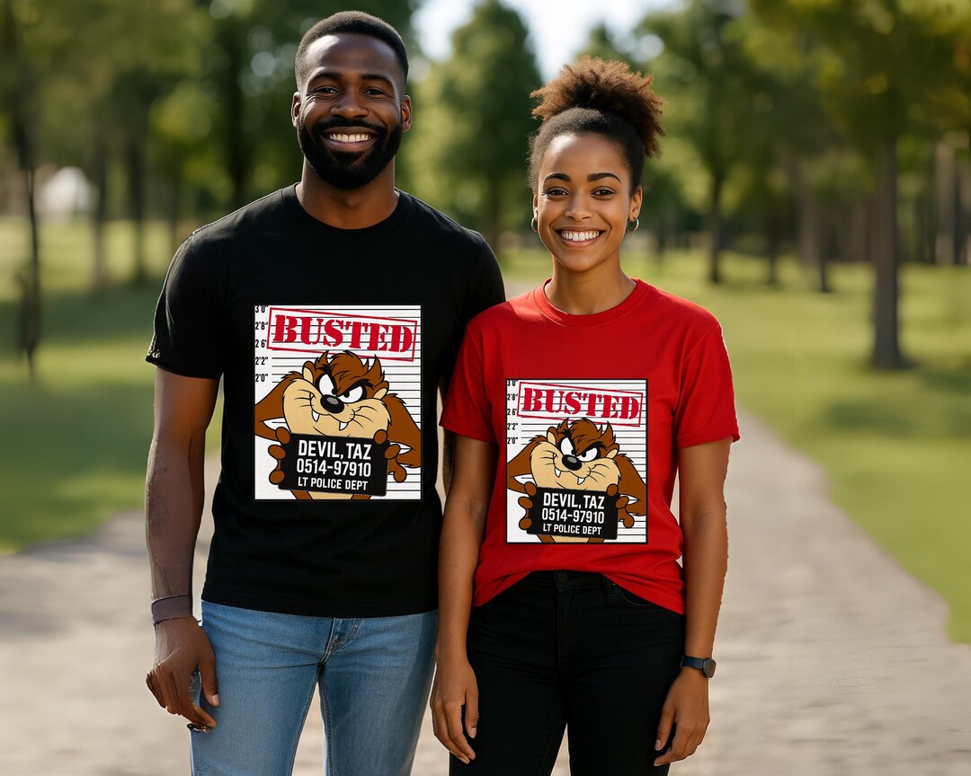 Retro Taz Devil Taz-mania Monster Mugshot T Shirt Funny Cartoon Graphic ...