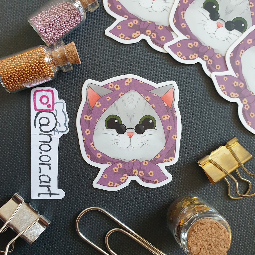 Babushka Cat Stickers - Etsy