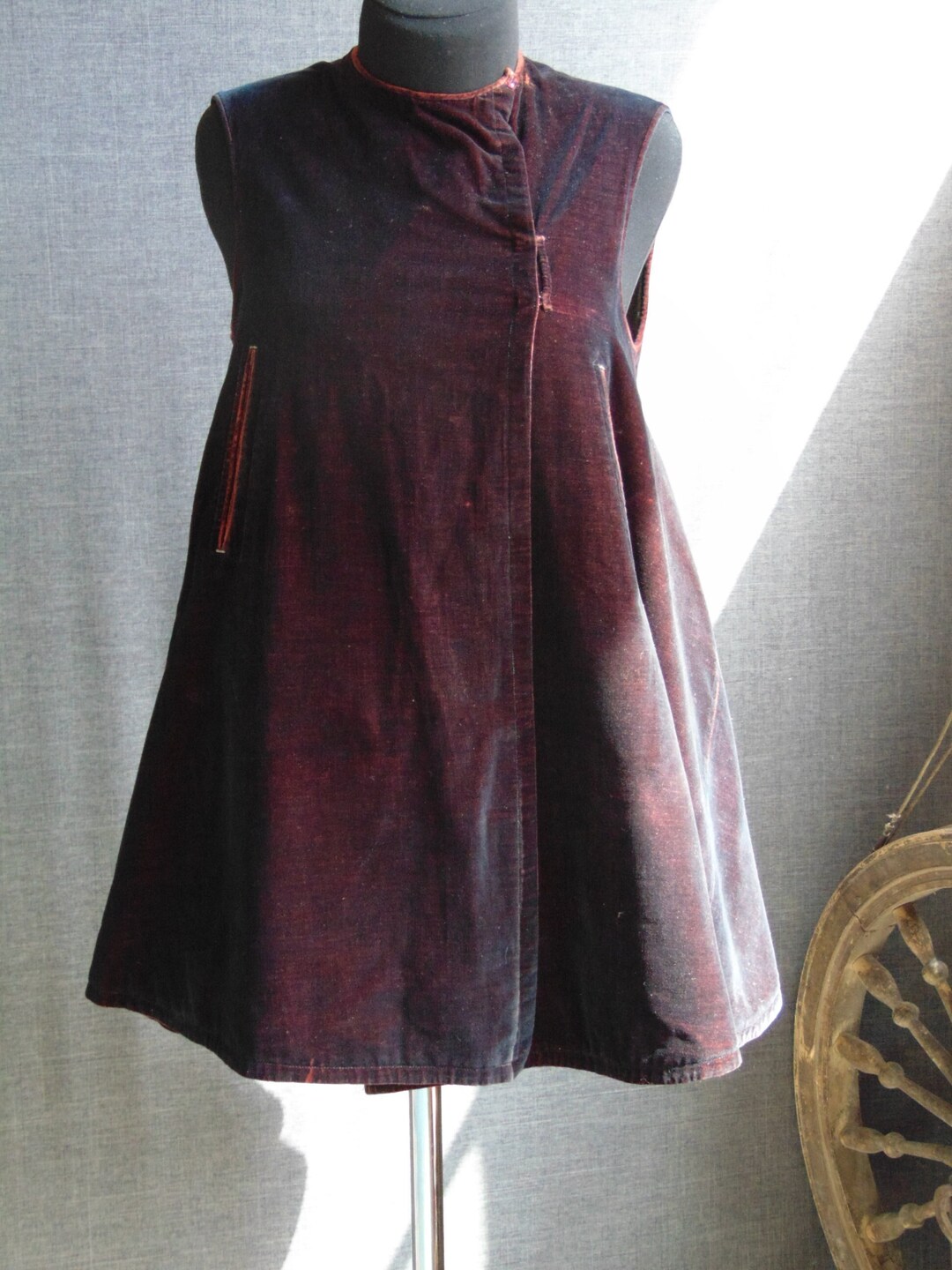 RED VELVET VEST Dark Red Color Rare Fabric Rare Ukrainain - Etsy