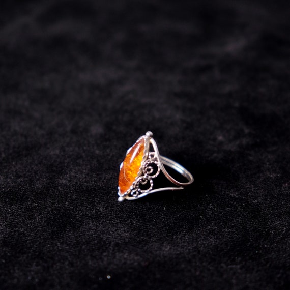 Amber Ring Genuine Amber Unusual Ring Jewellery Silver Ring | Etsy