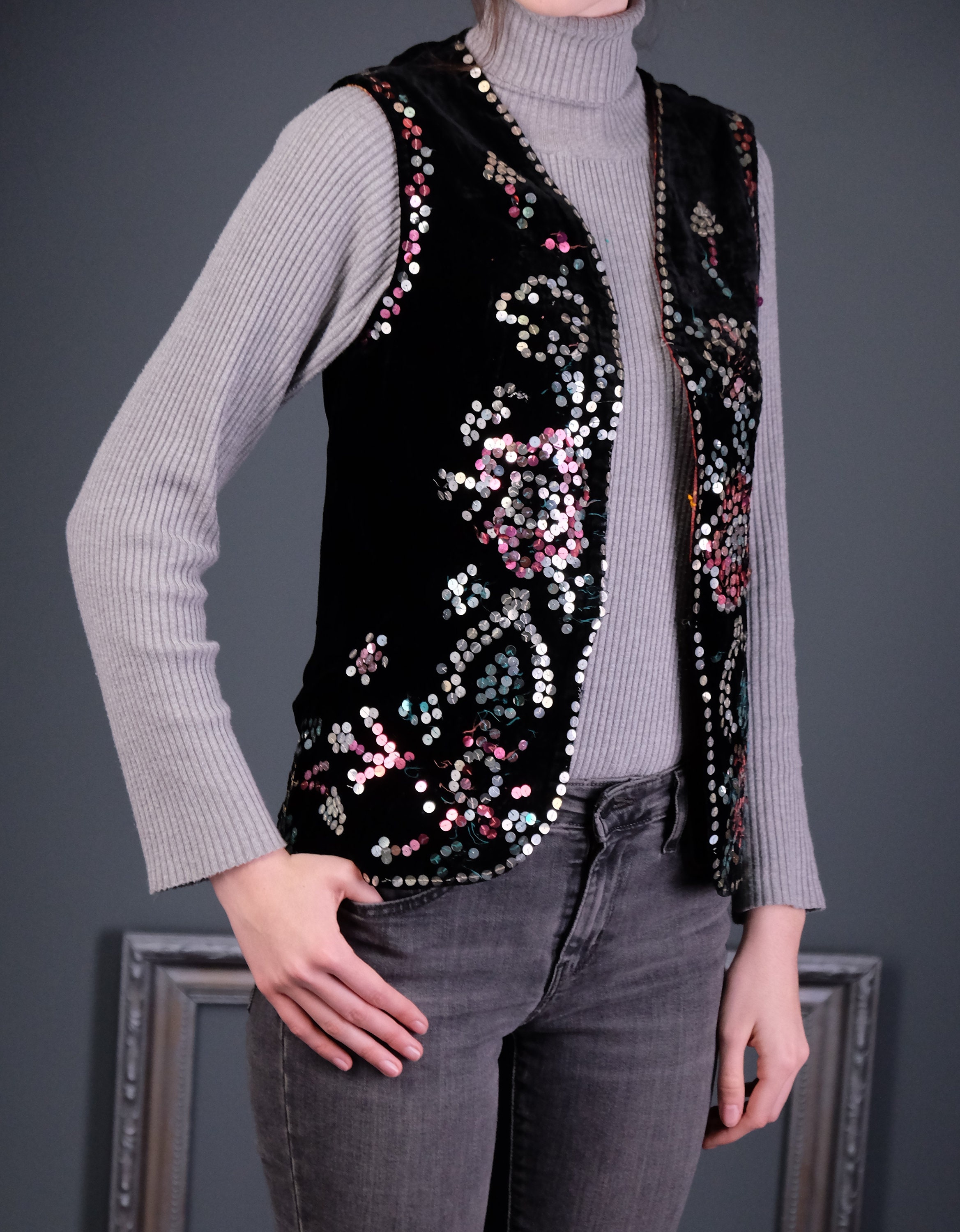 Antique Embroidered Vest Velvet Embroidered Vest Embroidered | Etsy