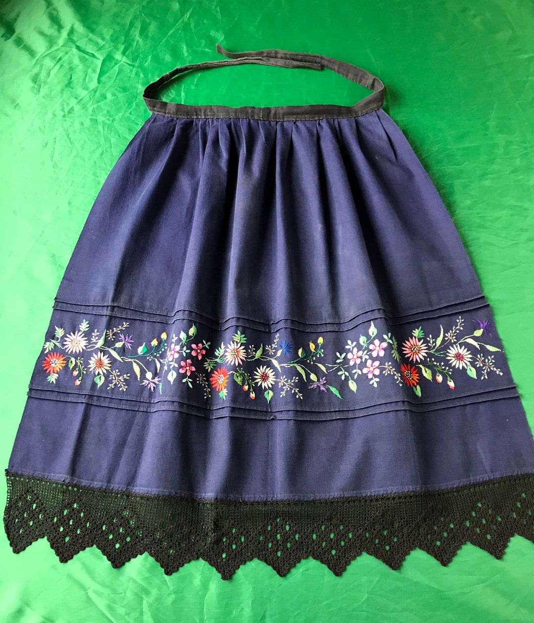 Antique Embroidered Apron Ukrainian Apron Blue Apron Vintage - Etsy