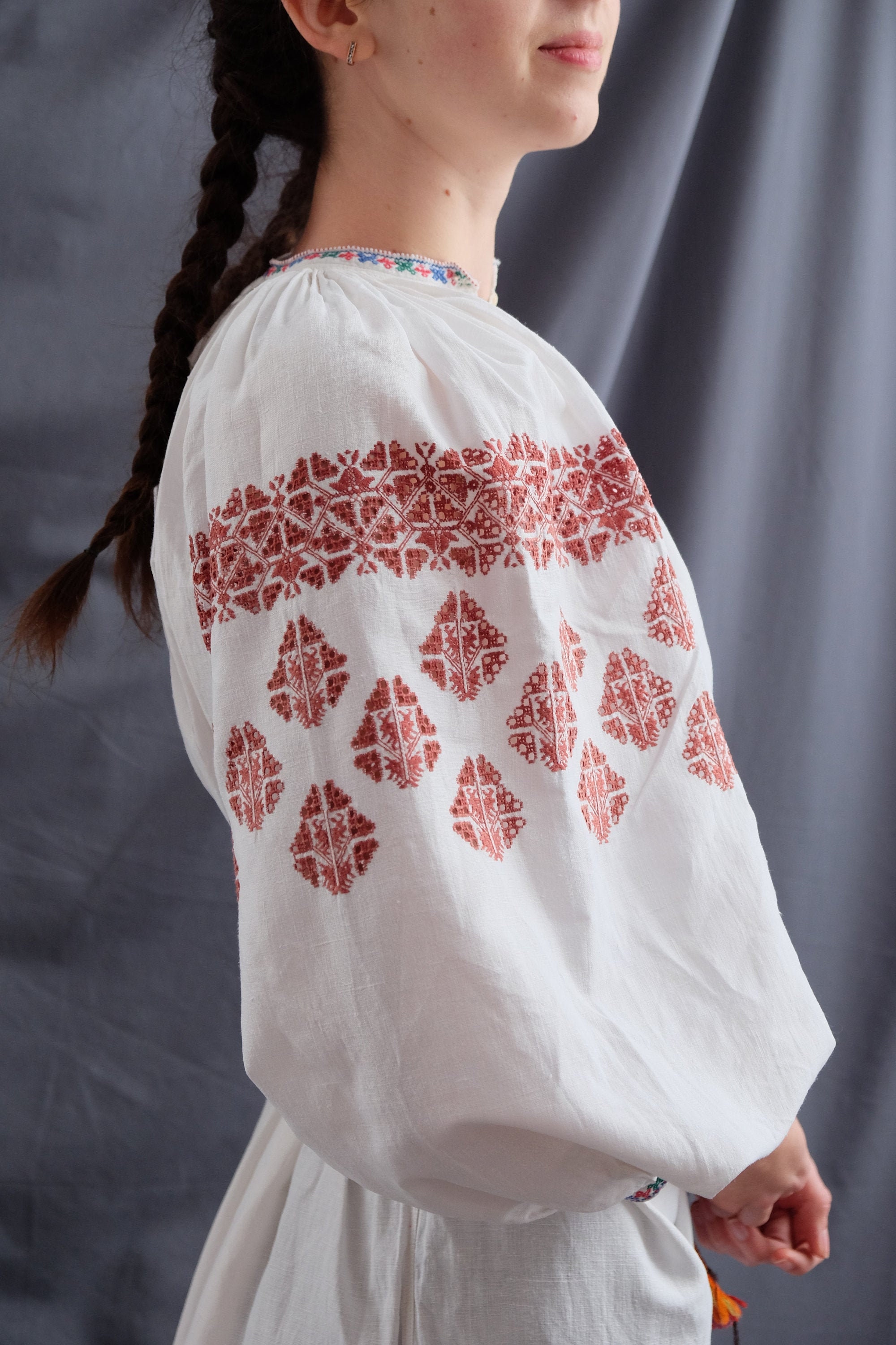 NATURAL DYE embroidery Oak embroidery Linen dress Original | Etsy