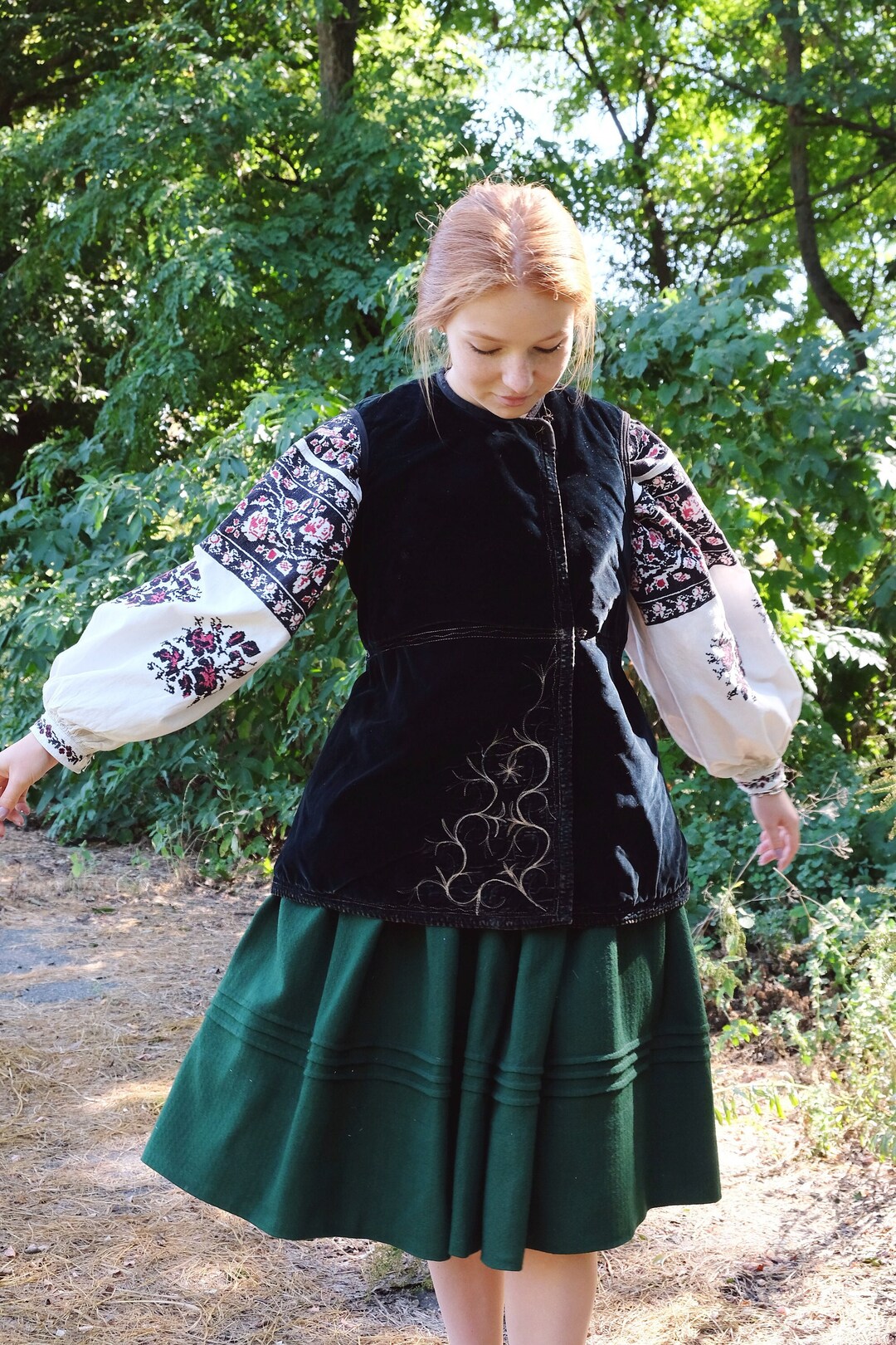 Antique Velvet Vest Ancient Embroidered Vest Dark Blue Vest Interesting ...