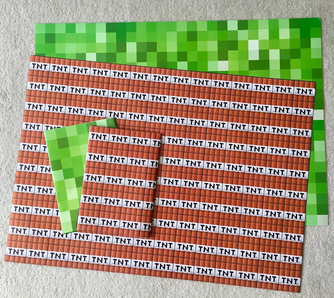 Minecraft Inspired Wrapping Paper/gift Wrap and Greeting Cards - Etsy