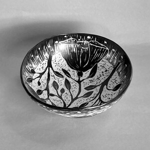 Sgraffito Bowl With Three Big Poppies and New Poppy Buds - Etsy