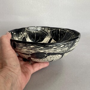 Sgraffito Bowl With Three Big Poppies and New Poppy Buds - Etsy