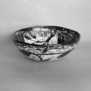 Sgraffito Bowl With Three Big Poppies and New Poppy Buds - Etsy