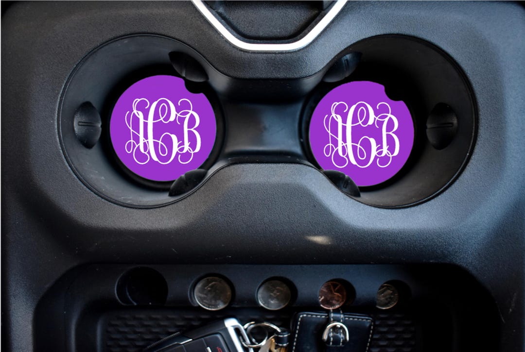 Monogrammed Initials Car Coaster Custom Car Coaster Soft Rubber Bottom ...