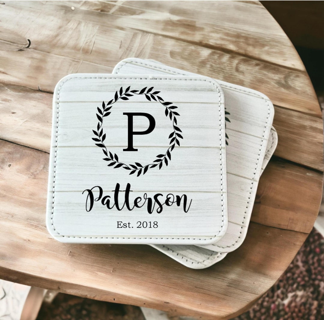 Wedding Gift Personalized Coasters - Family Name Coasters - Monogram ...