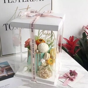 Square Cake & Flower Box Width, Length 13"x13" Height 7.1" - 7.9" - 10 ...