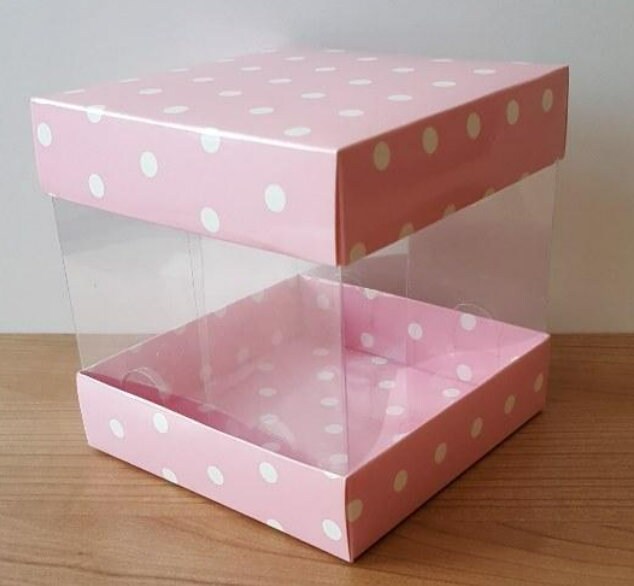 Folding Disassembled Box Double Lid, Clear Cardboard Box 4.7''X4.7''X4 ...