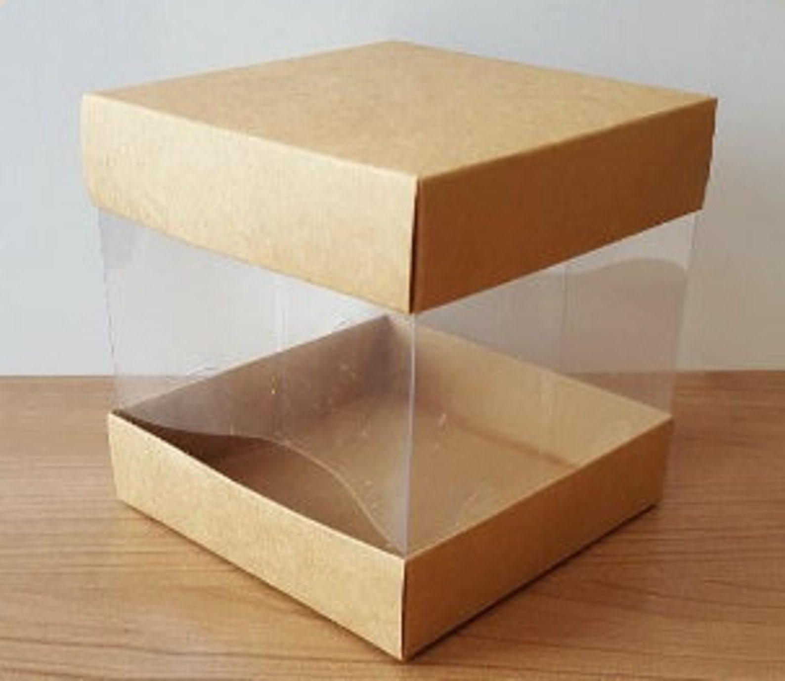 Folding Disassembled Box Double Lid, Clear Cardboard Box 4.7''X4.7''X4 ...