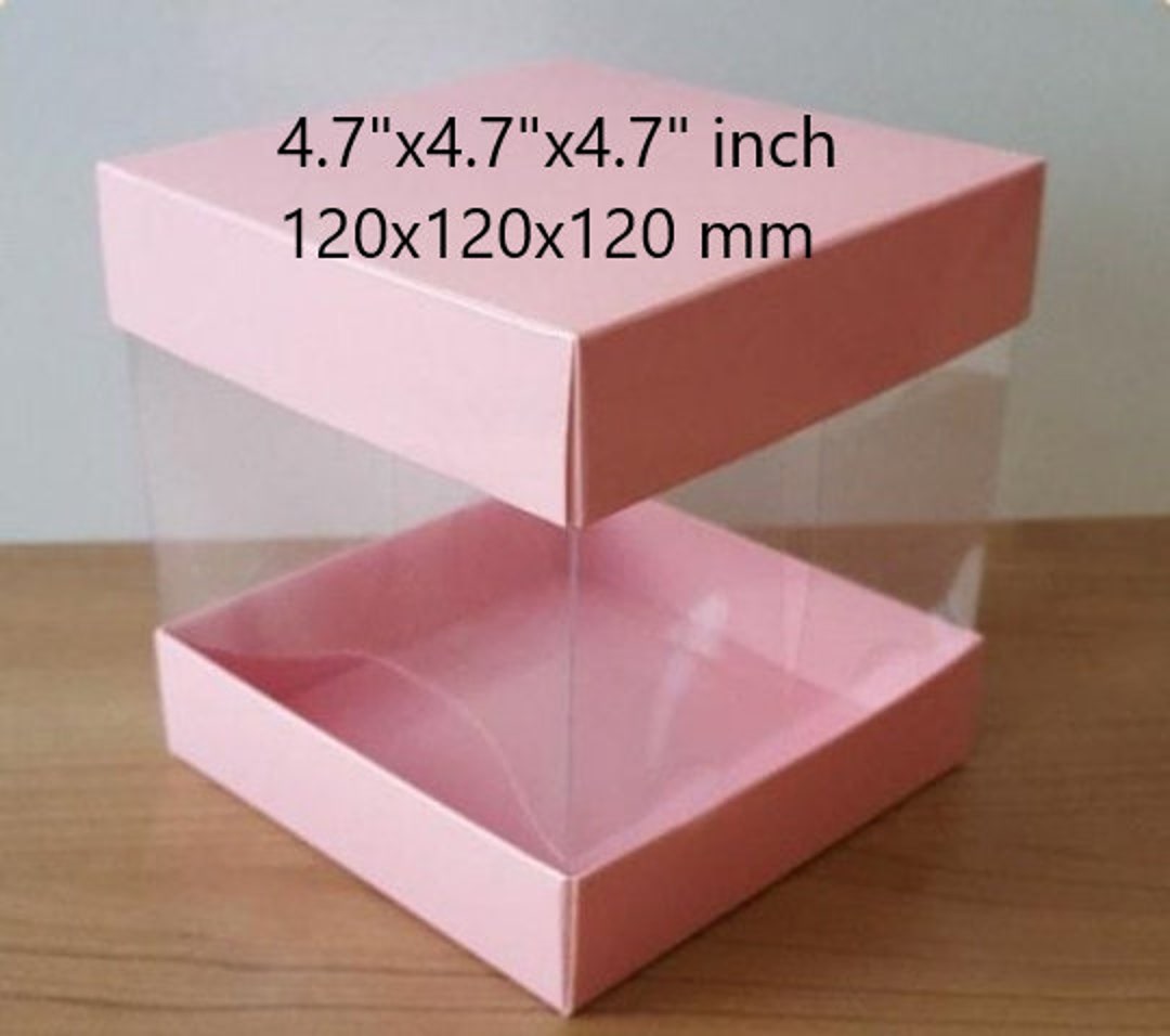 Folding Disassembled Box Double Lid, Clear Cardboard Box 4.7''X4.7''X4 ...