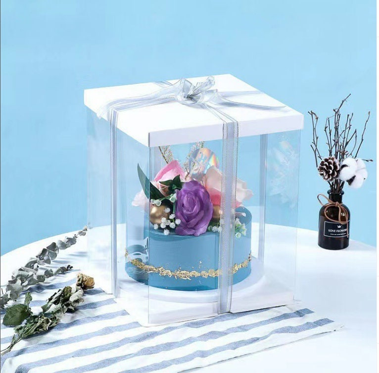 Square Cake & Flower Box Width, Length 6.7"x6.7" Height 4.9" - 7.9 ...