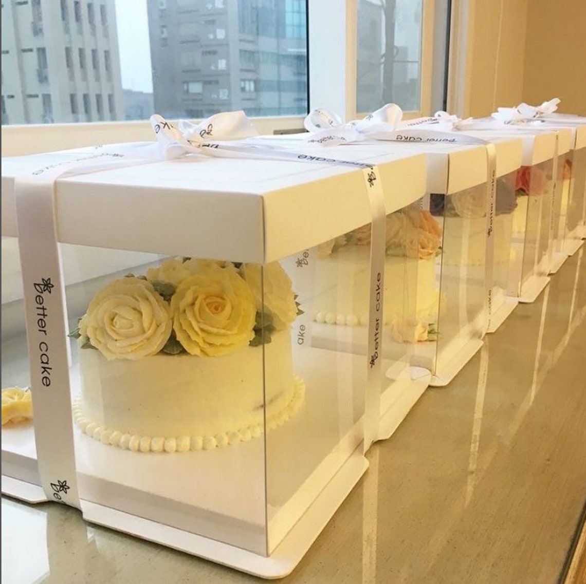 Square Cake & Flower Box Width, Length 13"x13" Height 7.1" - 7.9" - 10 ...