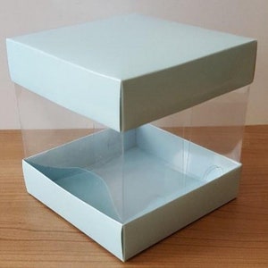 Folding Disassembled Box Double Lid, Clear Cardboard Box 4.7''X4.7''X4 ...