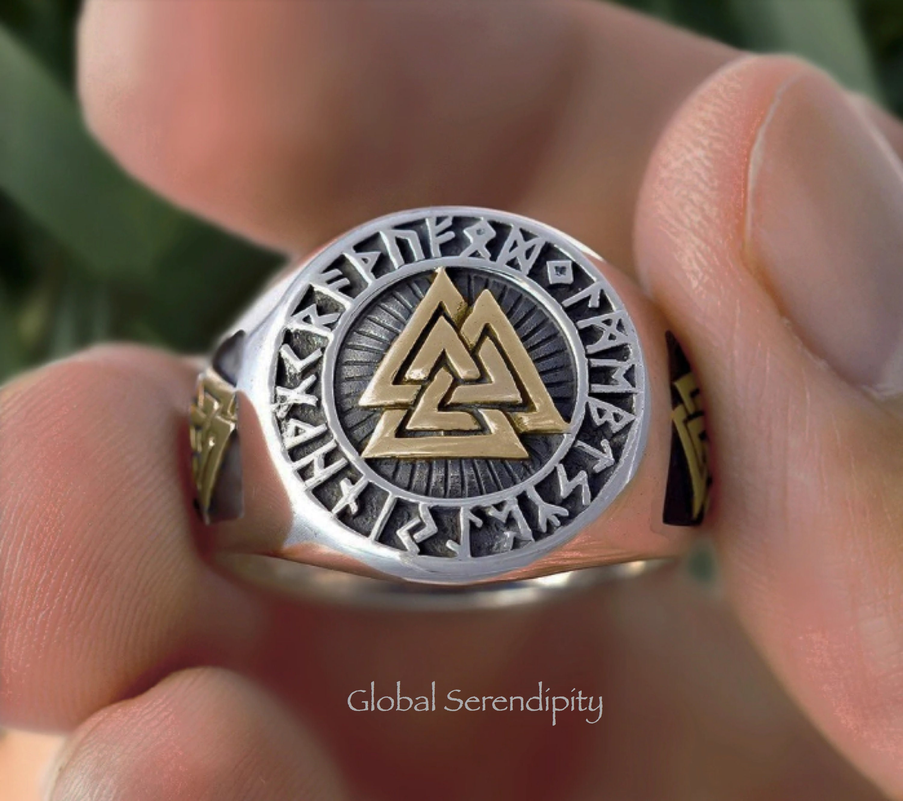 Wide Heavy Men's Ring Viking Runes Solid Stainless Steel | Etsy