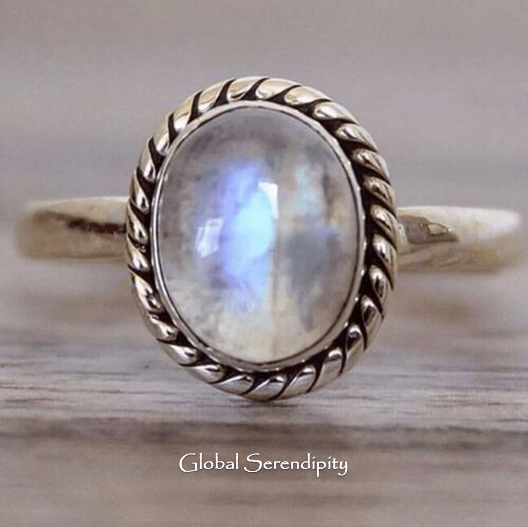 Dreamy Moonstone Ring Set in Pure 925 Sterling Silver Natural - Etsy