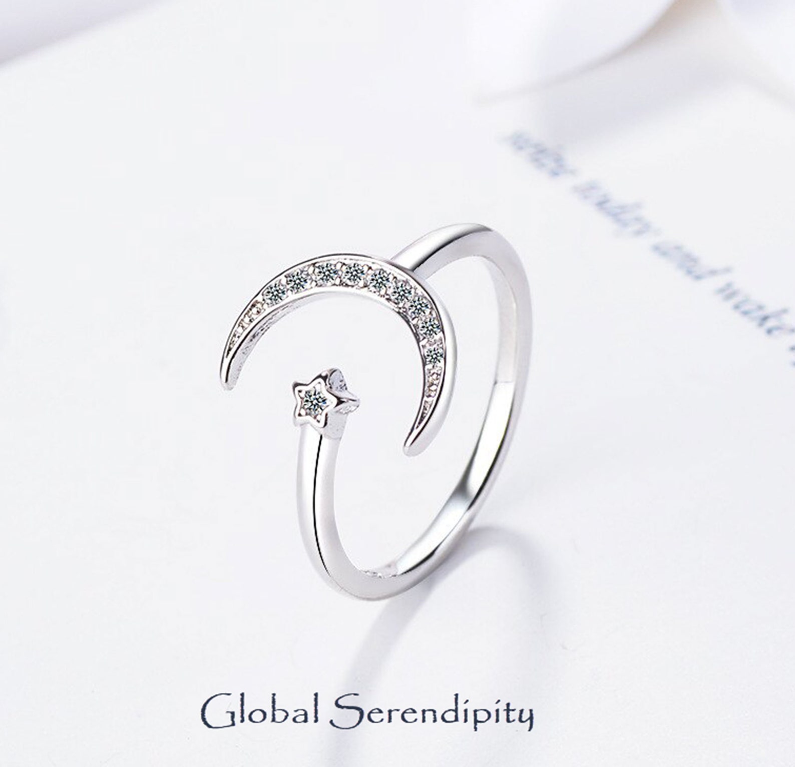 Celestial Ring Set in Pure 925 Silver Sparkling Star & - Etsy