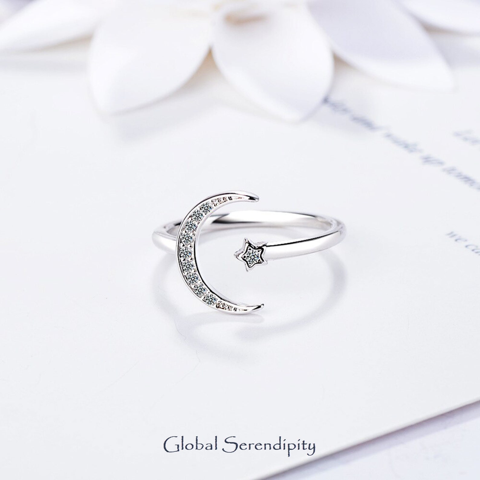 Celestial Ring Set in Pure 925 Silver Sparkling Star & - Etsy
