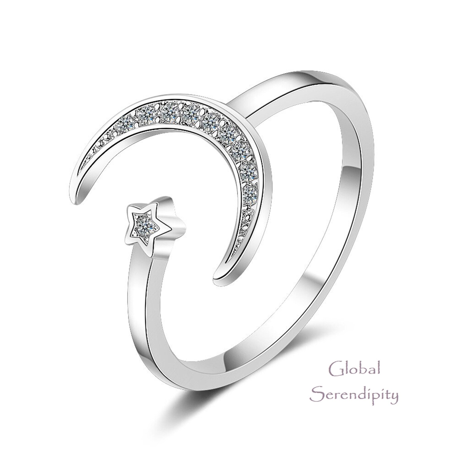 Celestial Ring Set in Pure 925 Silver Sparkling Star & - Etsy