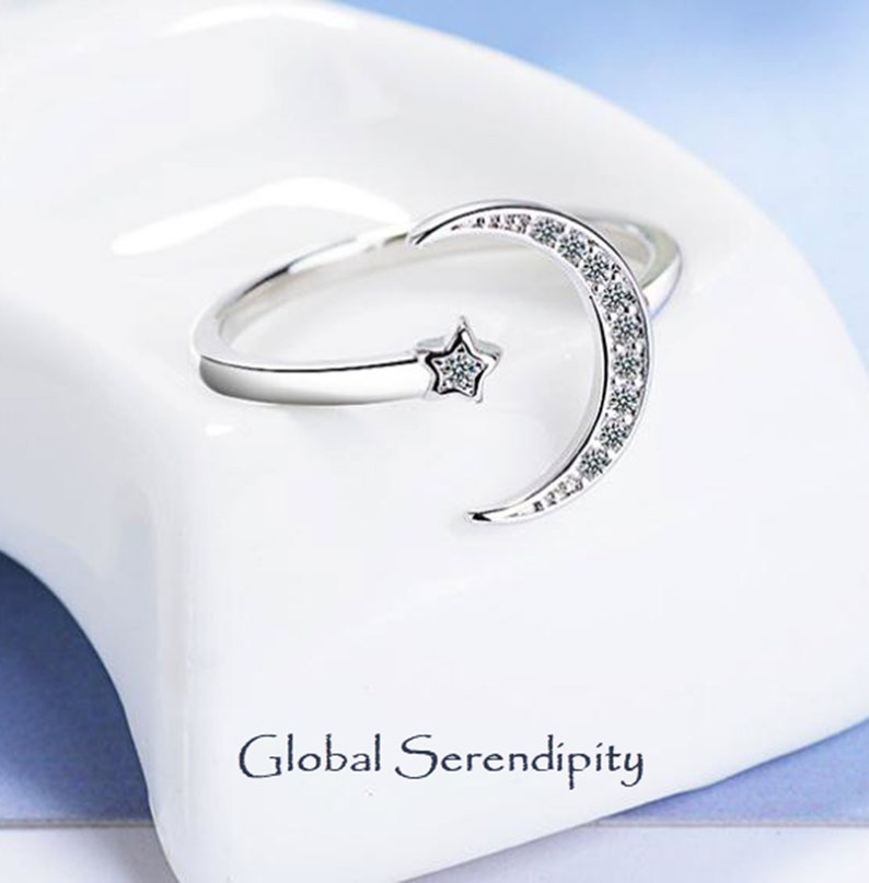 Celestial Ring Set in Pure 925 Silver Sparkling Star & - Etsy