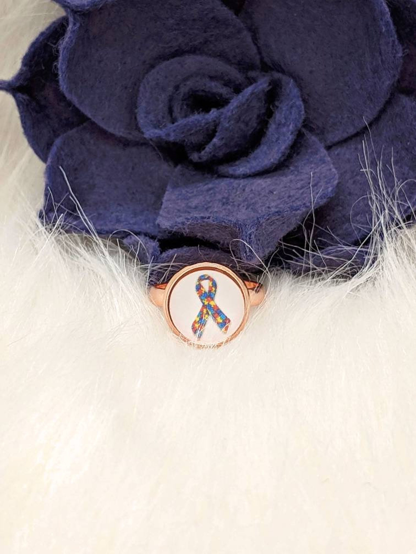 Autism awareness rings ribbon ring heart ring puzzle piece | Etsy