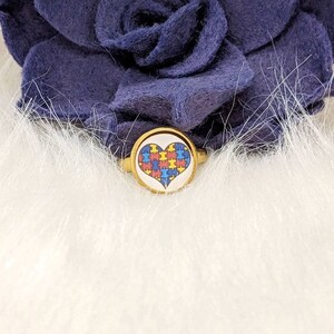 Autism Awareness Rings, Ribbon Ring, Heart Ring, Puzzle Piece Jewelry ...