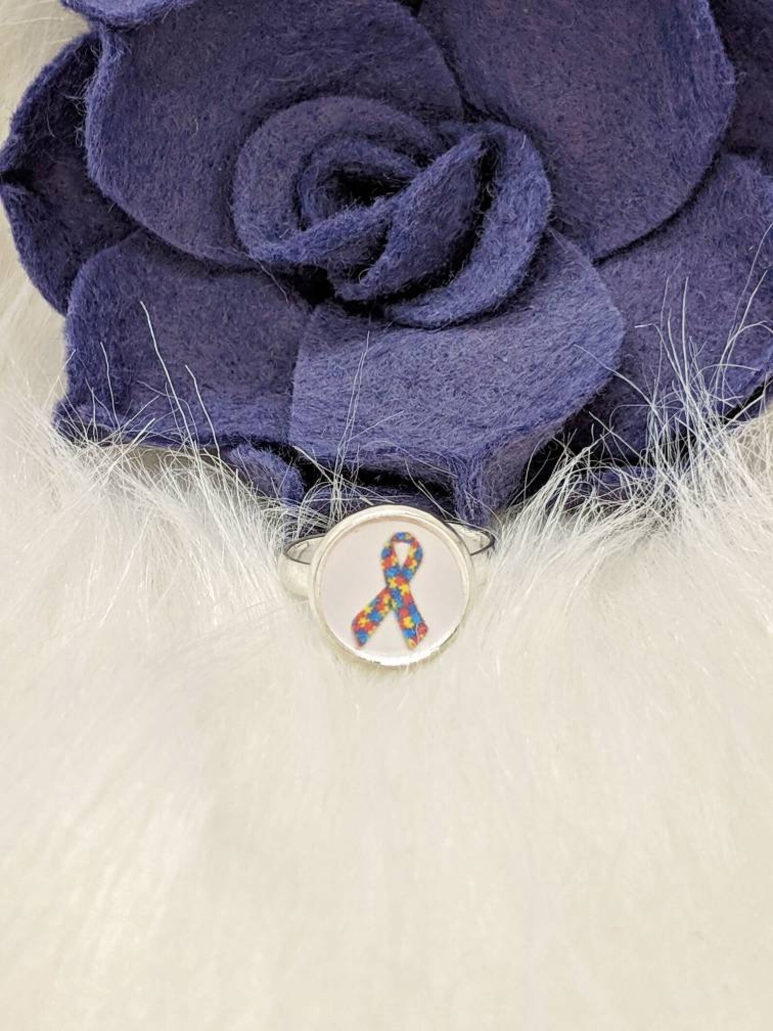 Autism awareness rings ribbon ring heart ring puzzle piece | Etsy