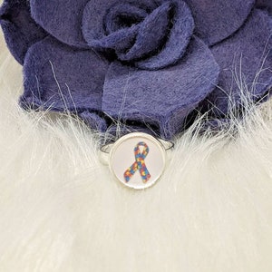 Autism Awareness Rings, Ribbon Ring, Heart Ring, Puzzle Piece Jewelry ...