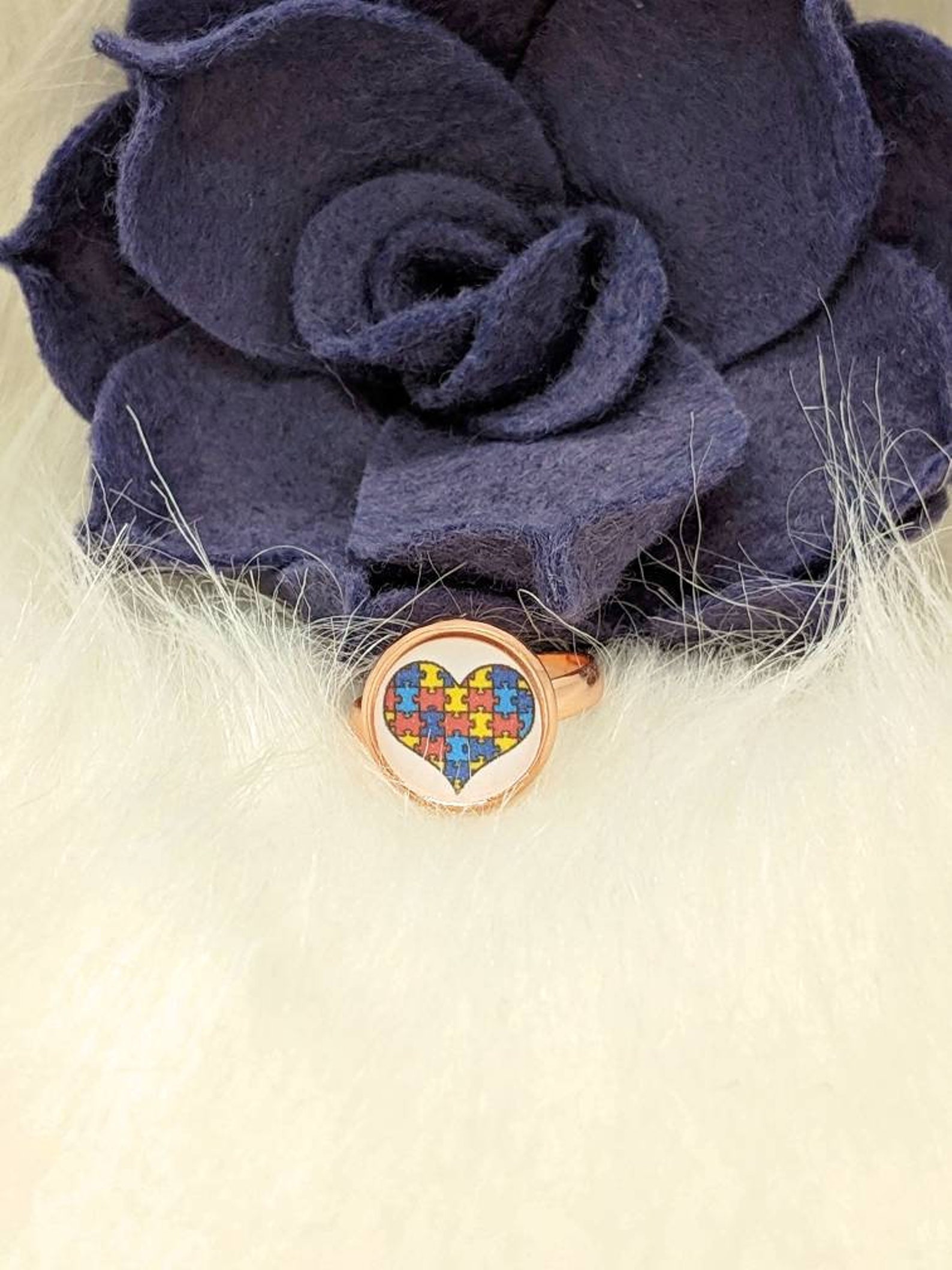 Autism Awareness Rings Ribbon Ring Heart Ring Puzzle Piece - Etsy