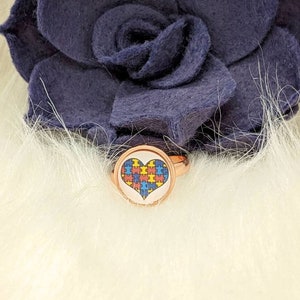 Autism Awareness Rings, Ribbon Ring, Heart Ring, Puzzle Piece Jewelry ...