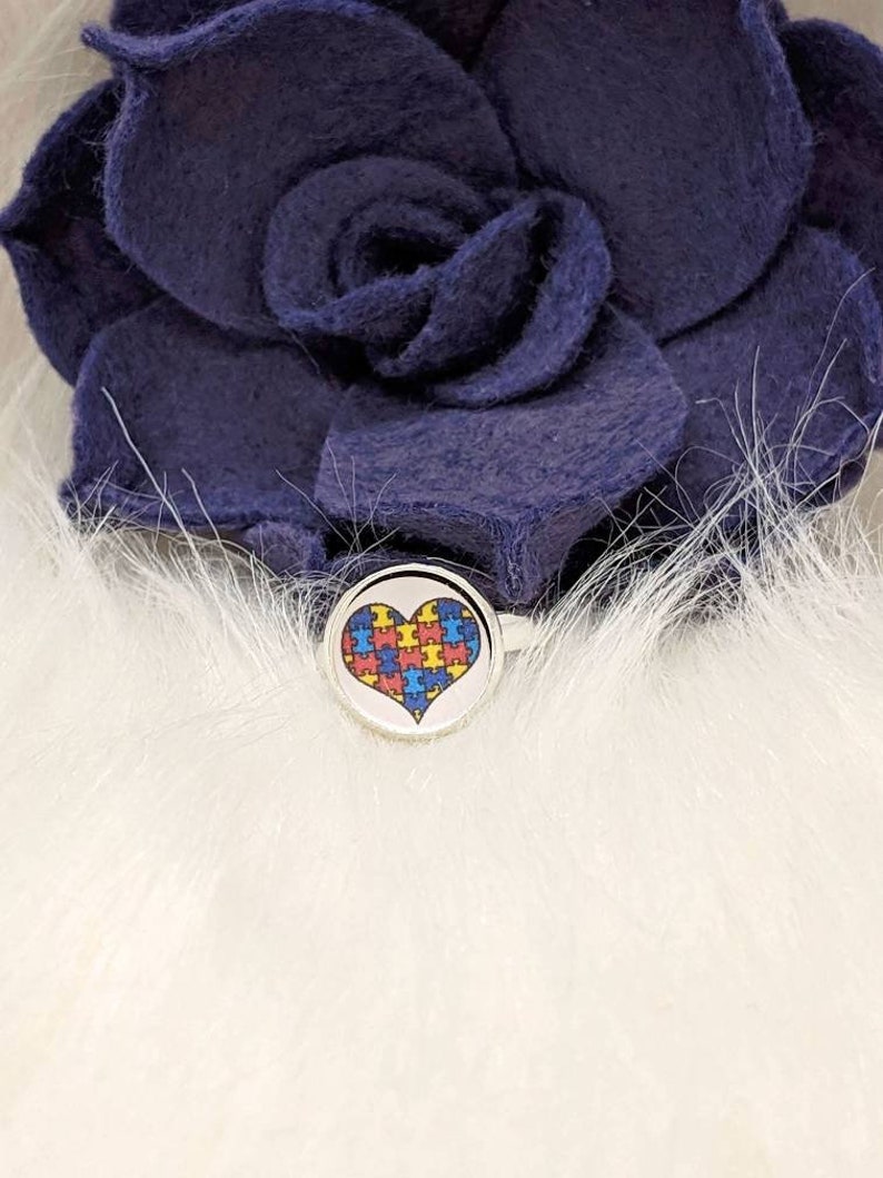 Autism awareness rings ribbon ring heart ring puzzle piece | Etsy