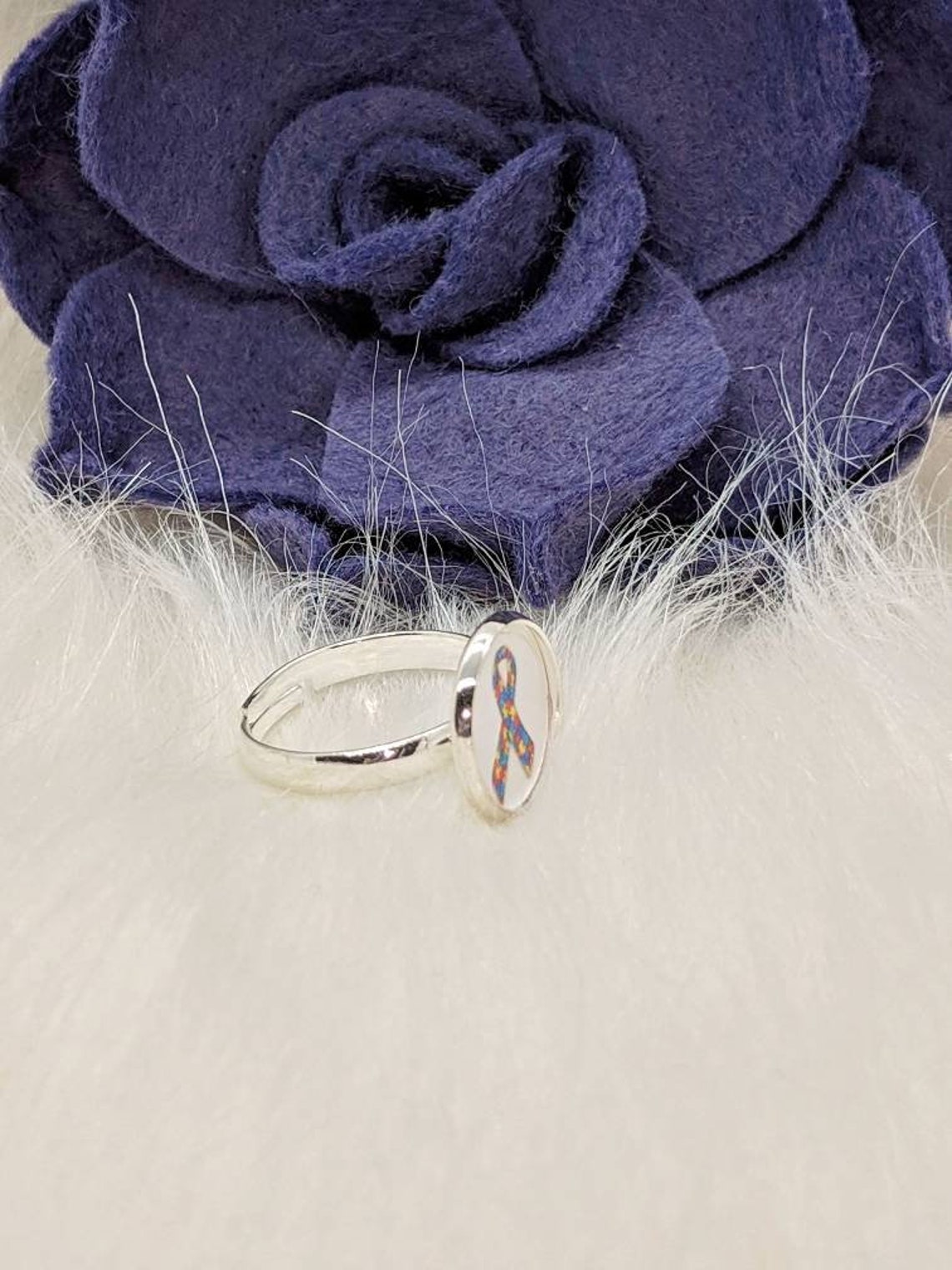 Autism awareness rings ribbon ring heart ring puzzle piece | Etsy