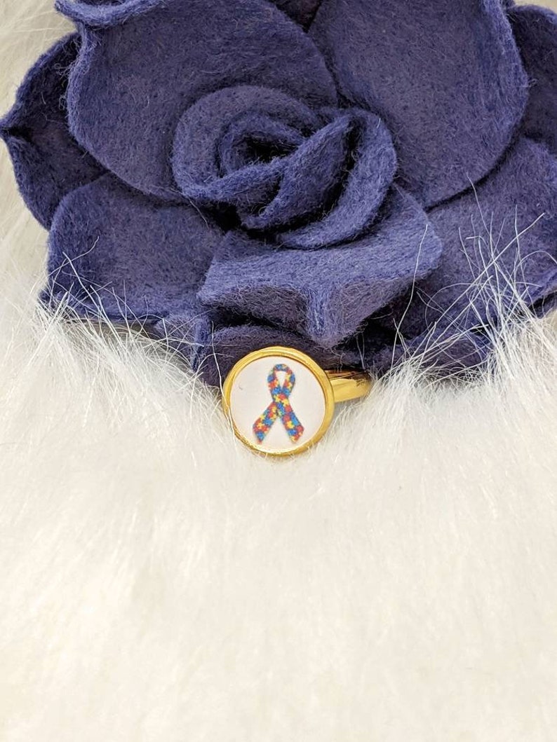 Autism awareness rings ribbon ring heart ring puzzle piece | Etsy