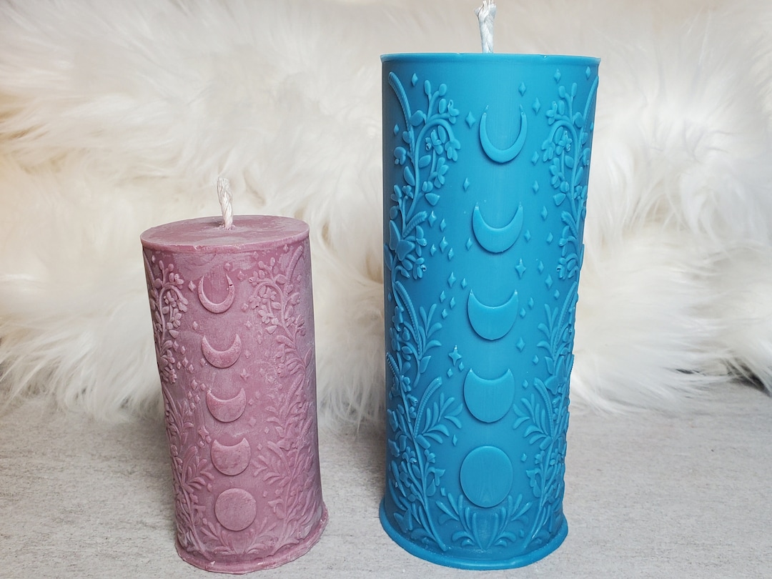 LARGE Moon Phases Pillar Candle: Custom Color and Scent, 100% Soy Wax ...