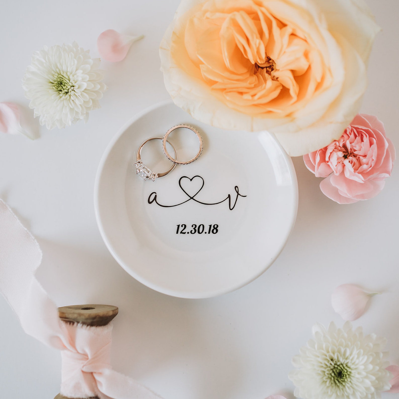 Personalized Trinket Dish Wedding Ring Holder Engagement Jewelry Dish ...