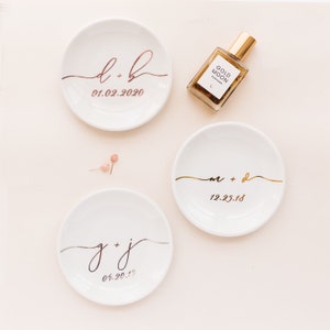 Personalized Trinket Dish, Wedding Ring Holder, Engagement Jewelry Dish ...