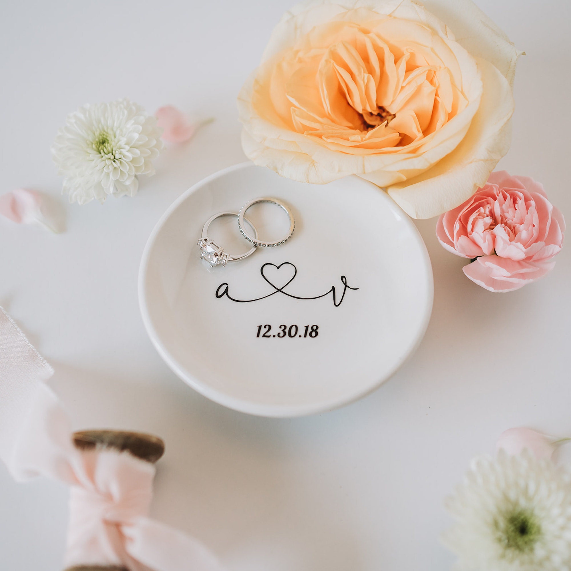 Personalized Trinket Dish Wedding Ring Holder Engagement Jewelry Dish ...