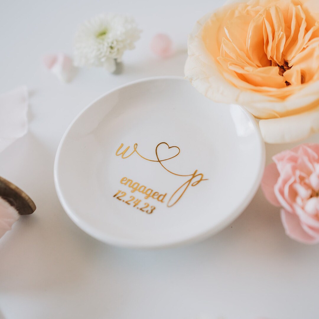 Personalized Trinket Dish Wedding Ring Holder Engagement Jewelry Dish ...