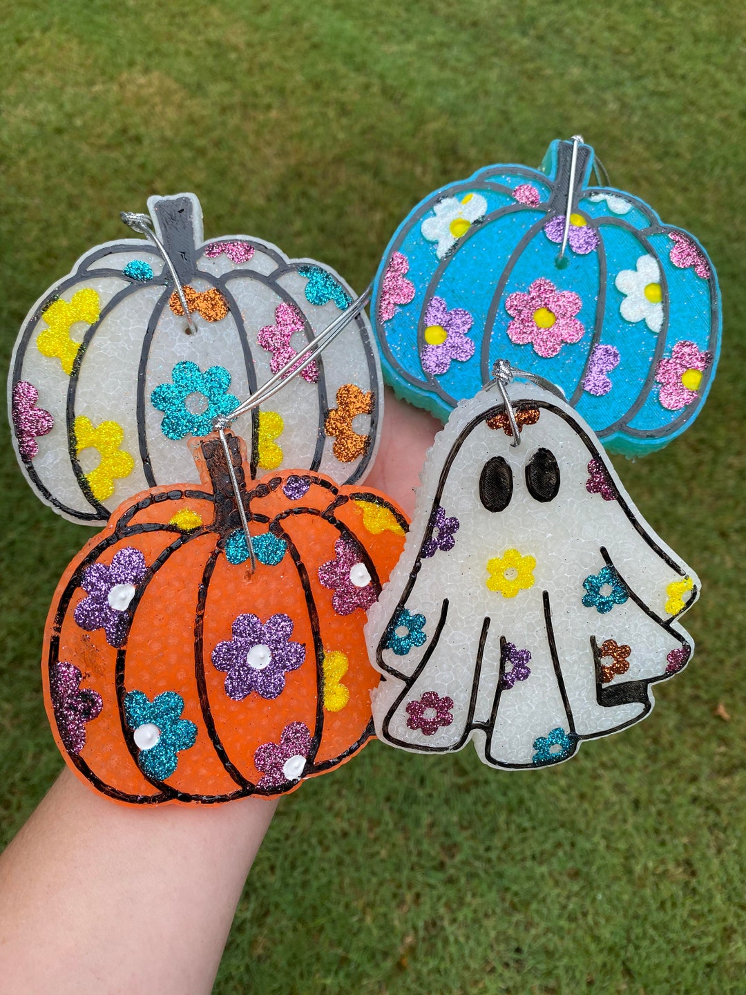 Floral Pumpkin Car Freshies, Floral Ghost Car Freshies, Groovy ...