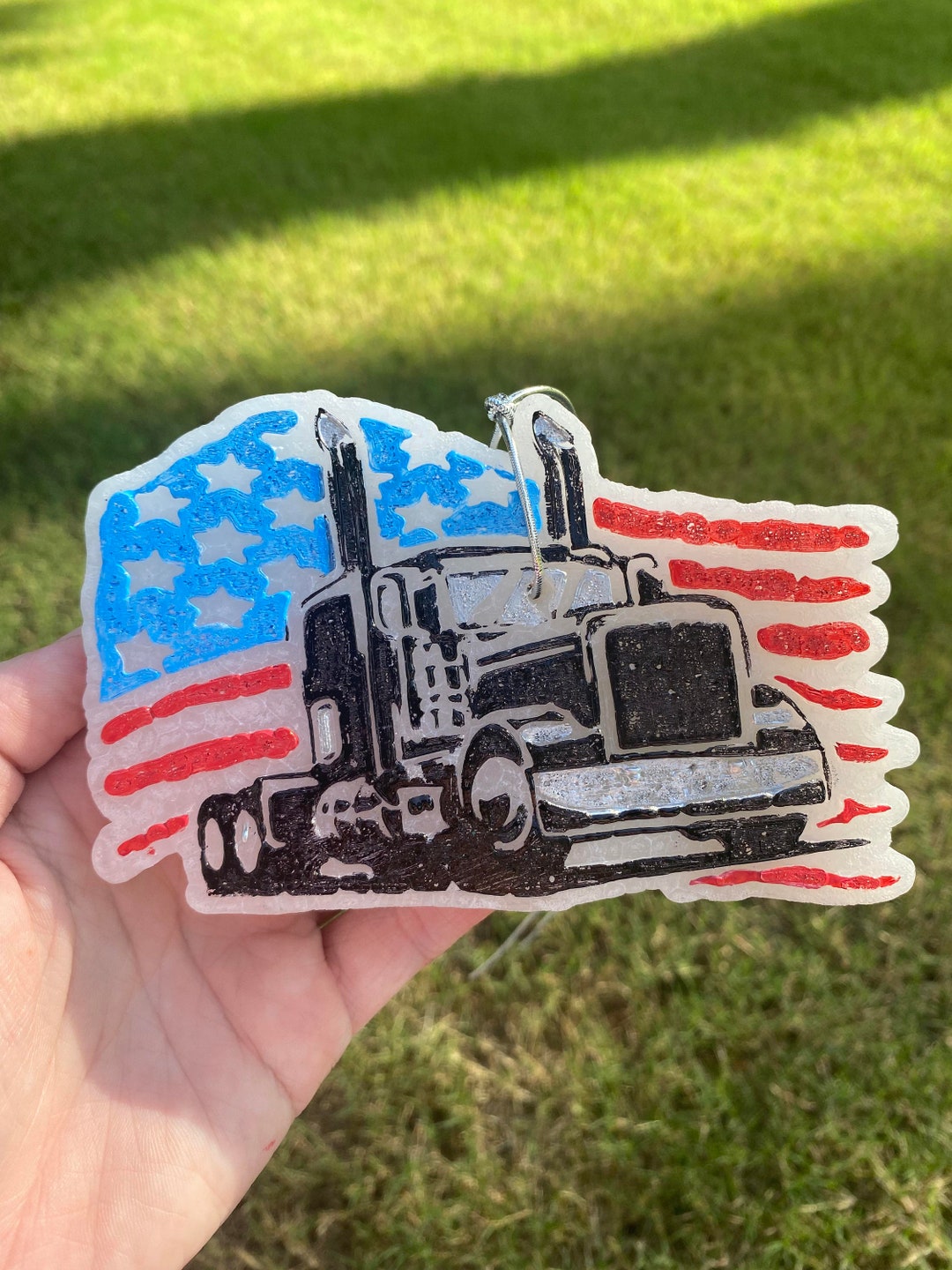 Semi Truck Car Freshie, Truck Driver Car Freshies, Semi Flag Car ...